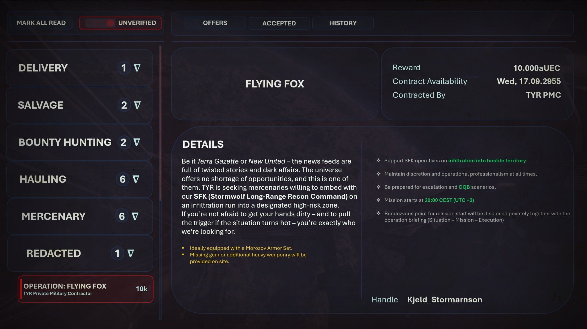 OPERATION: FLYING FOX – TYR | Private Military Contractor
